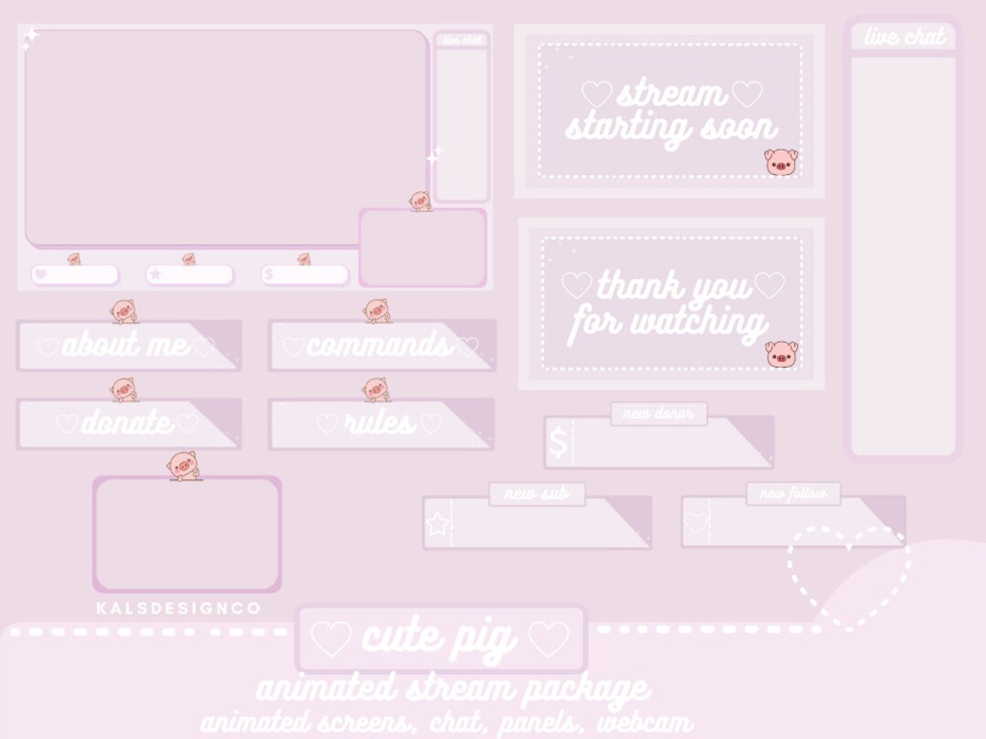 ANIMATED Cute Twitch Stream Package!! Cute Pig / Aesthetic / Custom ...