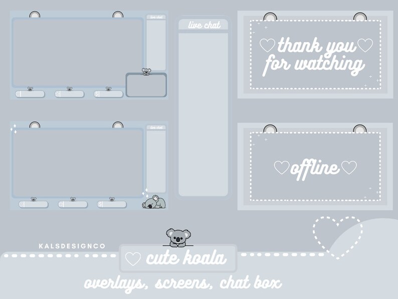 ANIMATED Cute Twitch Stream Package!! Cute Koala / Aesthetic / Custom ...