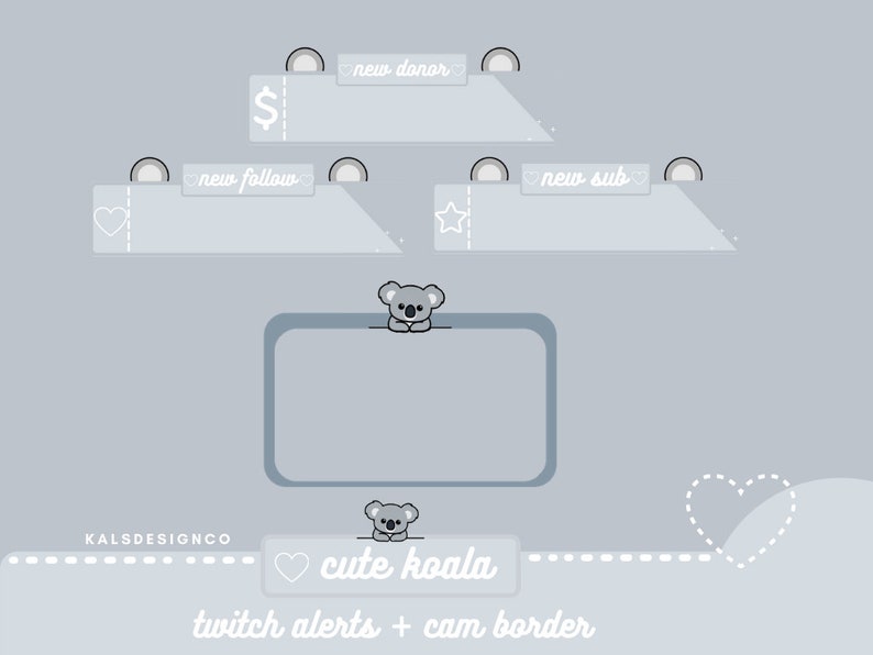ANIMATED Cute Twitch Stream Package Cute Koala / Aesthetic / Custom ...
