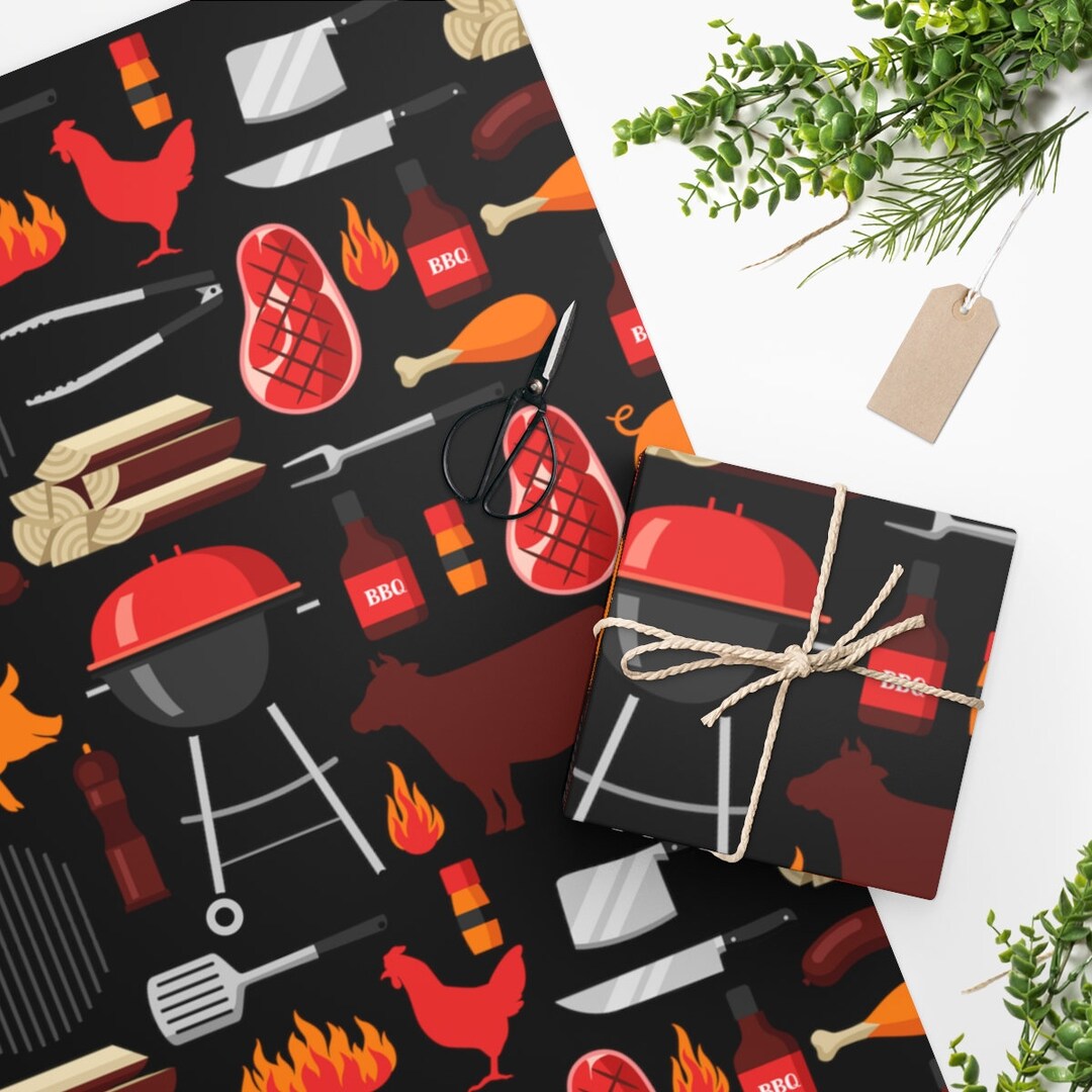 Grill Gift Wrap Paper Grill Wrapping Paper BBQ Gift Wrap - Etsy