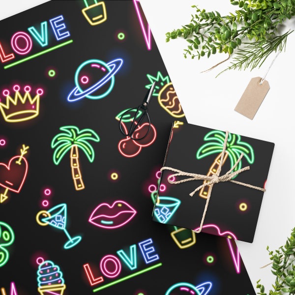 Neon Wrapping Paper - Etsy