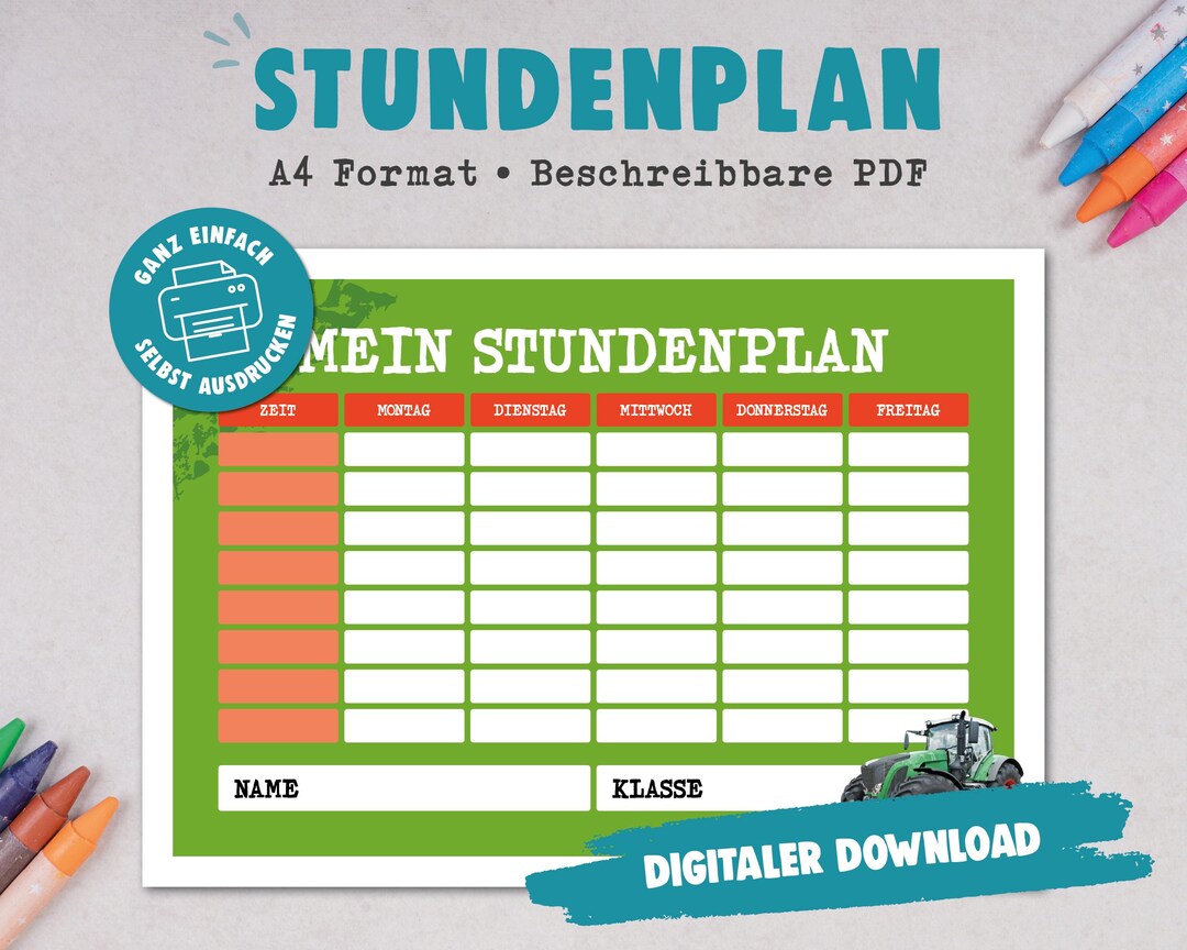 A4 Timetable to Print | Writable PDF | Digital DOWNLOAD | Children ...