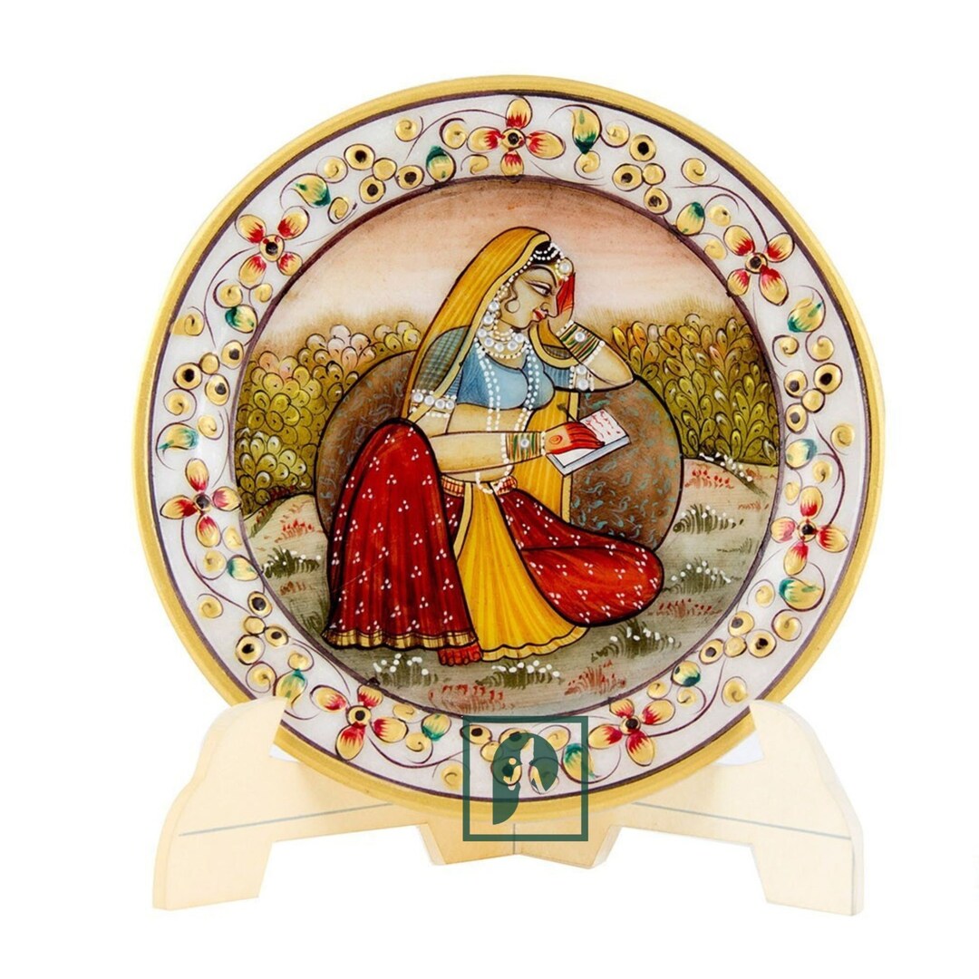 Marble Display Plate Handmade Marble Plate Crafted Round - Etsy