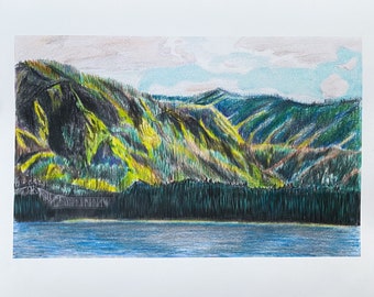 Columbia River Gorge Drawing - Etsy