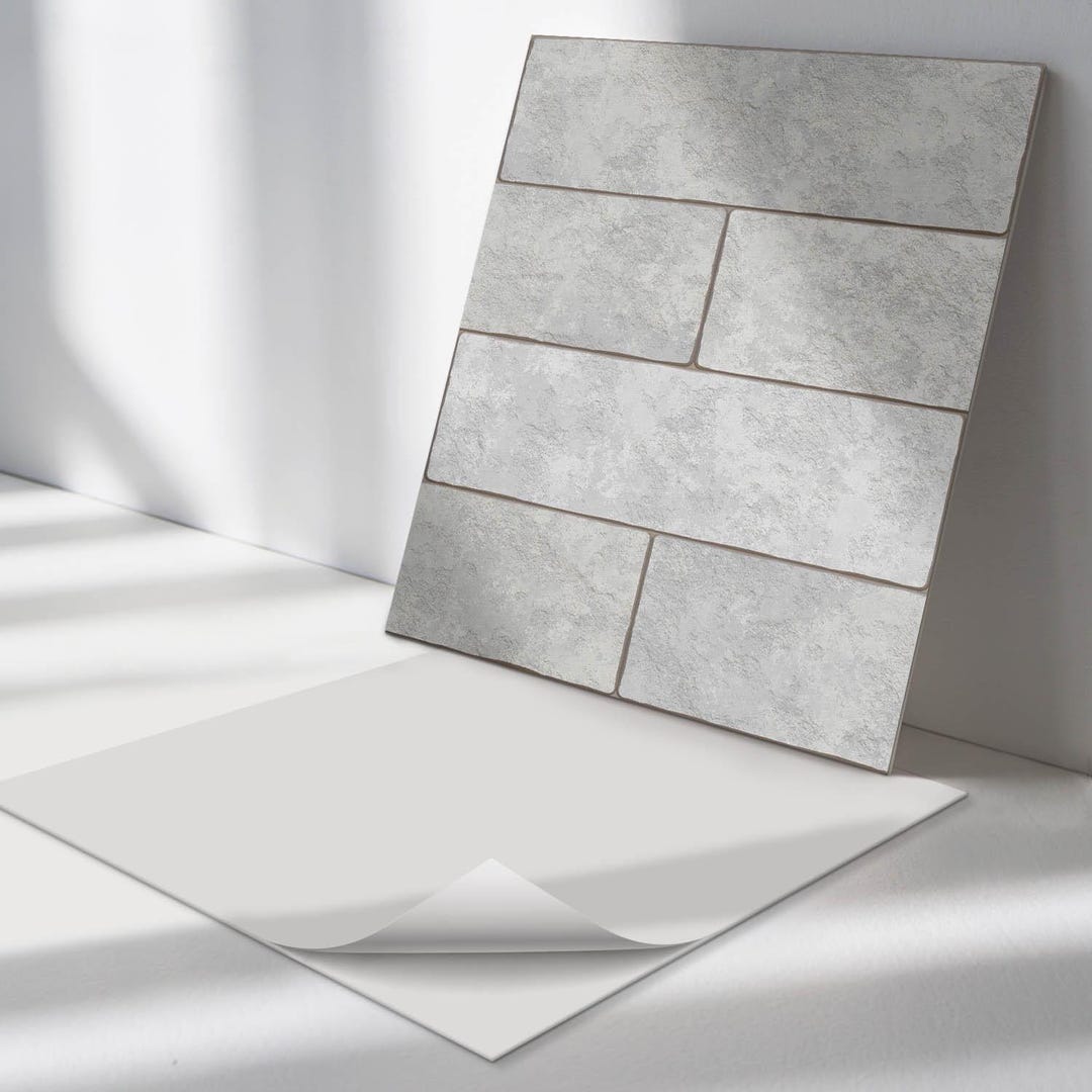 Pattern of Bricks 3D Tile Stickers, Gray Self Adhesive Tiles, Tile ...