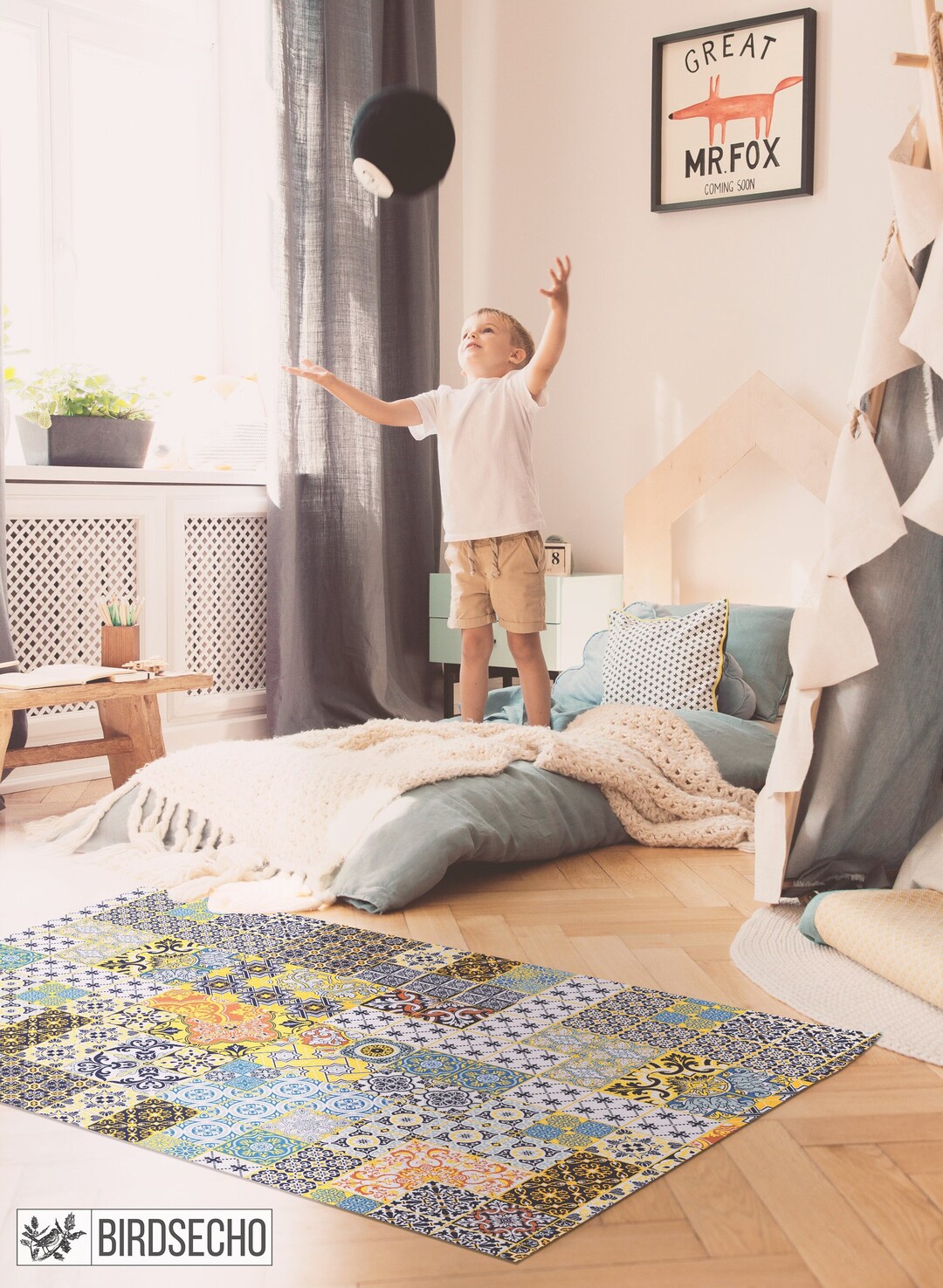 Asha Vinyl Mat, Patchwork Quilt Asian Style, Linoleum Rug, PVC Carpet ...