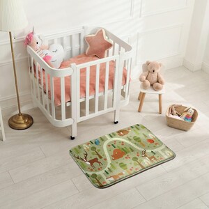 Animals in the Forest Soft Kids Rug, Green Kids Decorations, Children's ...