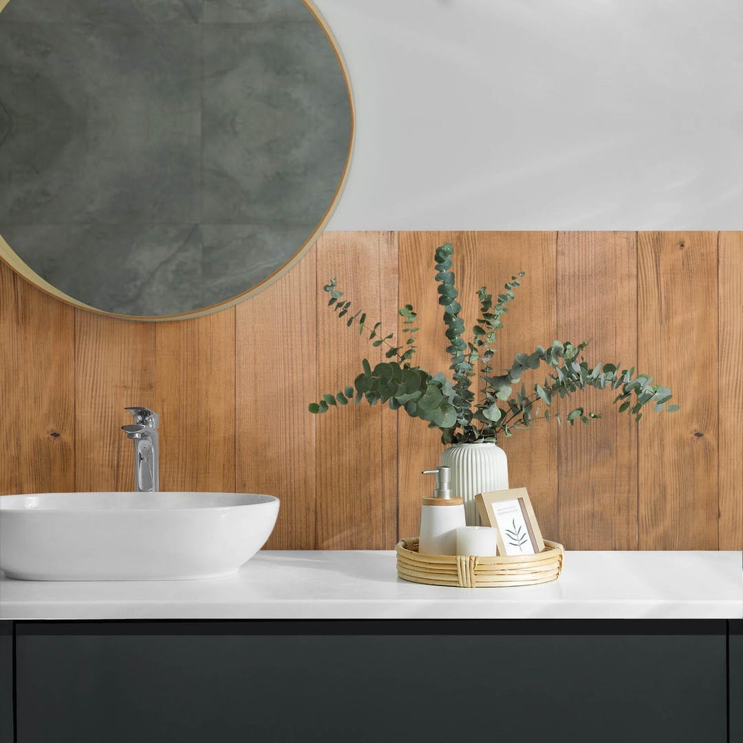 Wooden Board Structure Panel Stickers, Brown Self Adhesive Panels ...