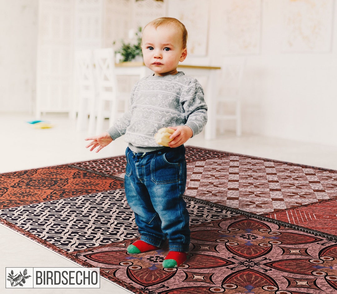 Sabrina Brown Vinyl Mat, Boho Vinyl Mat, Floor Decor, Plain Mat ...