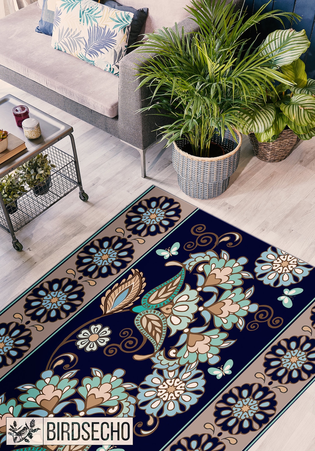 Nova Vinyl Mat, Striped Seamless Pattern Paisley Floral Decorative ...