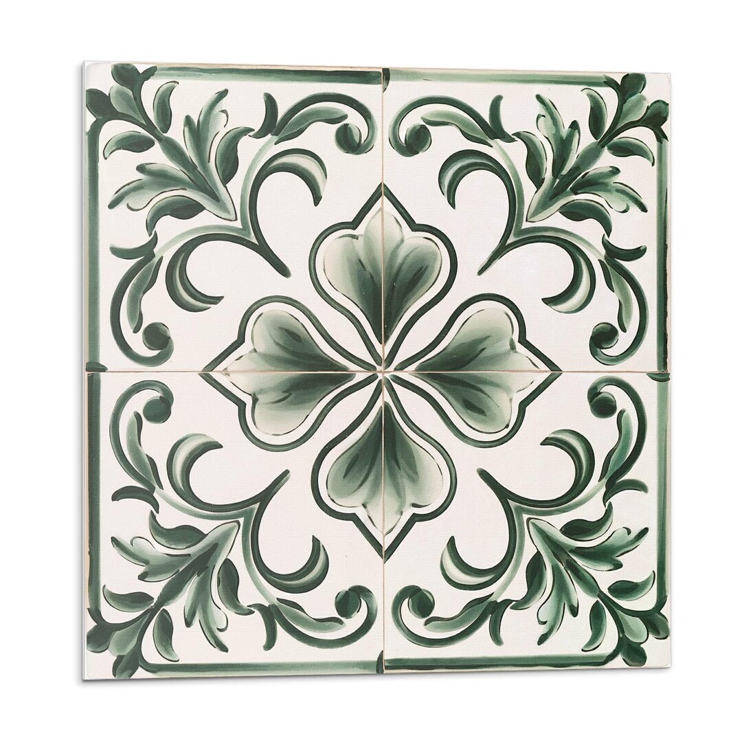 Seamless Leaves and Hearts PVC Wall Tiles, Green Tile Stickers, Self ...