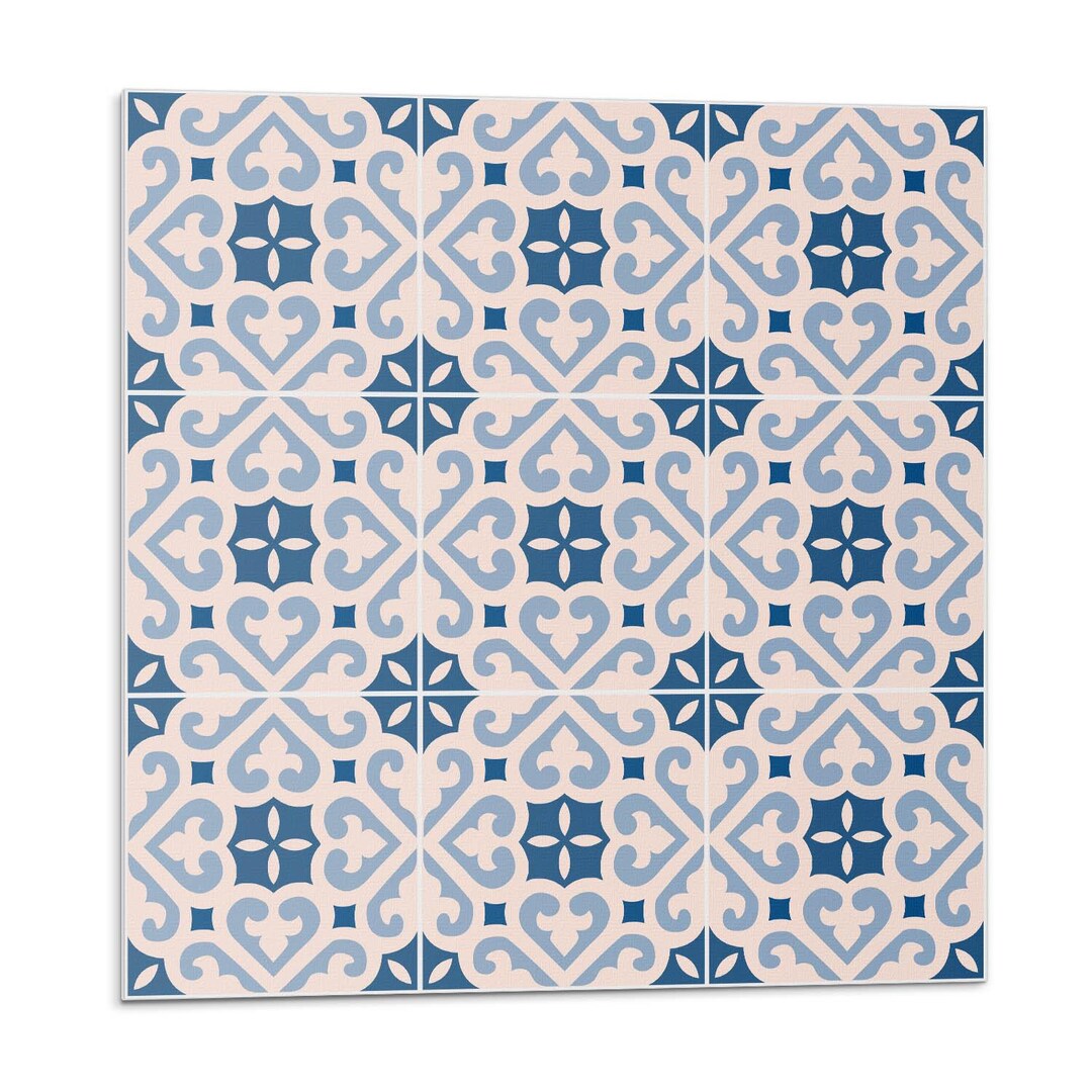 Ornaments on Tiles PVC Wall Tiles, Blue Tile Stickers, Peel and Stick ...