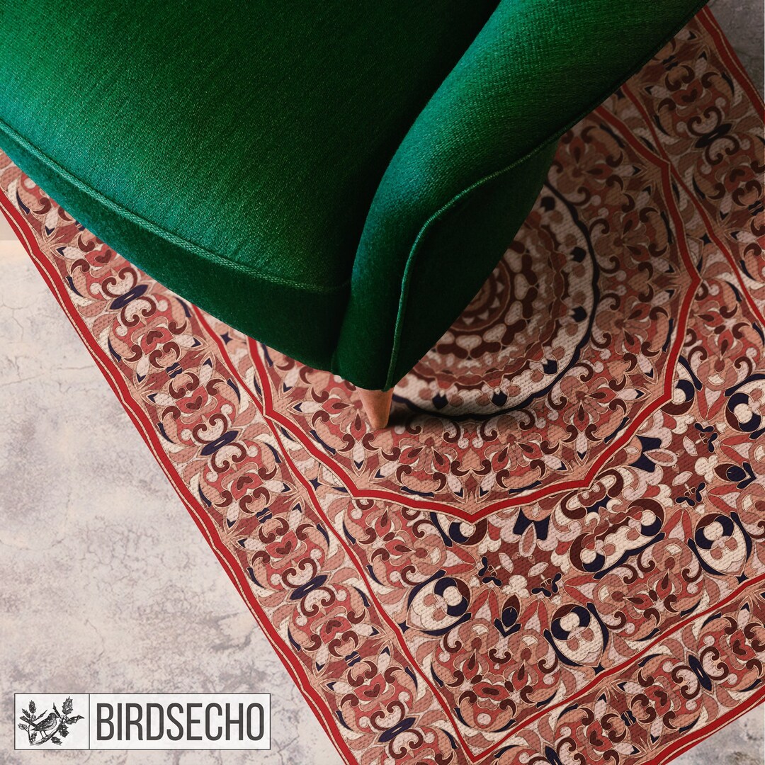 Bilal Vinyl Mat, Retro Arabic Pattern Persian Colored Carpet Rich ...