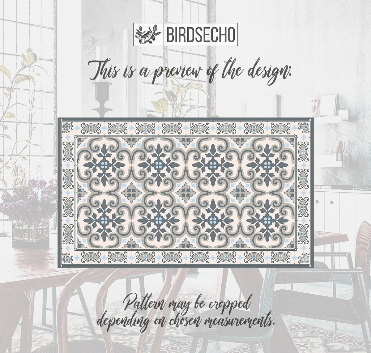 Jaffa Vinyl Mat, Vinyl Floor Decor, Rugs, Tiles Mat, Talavera, Tiles ...