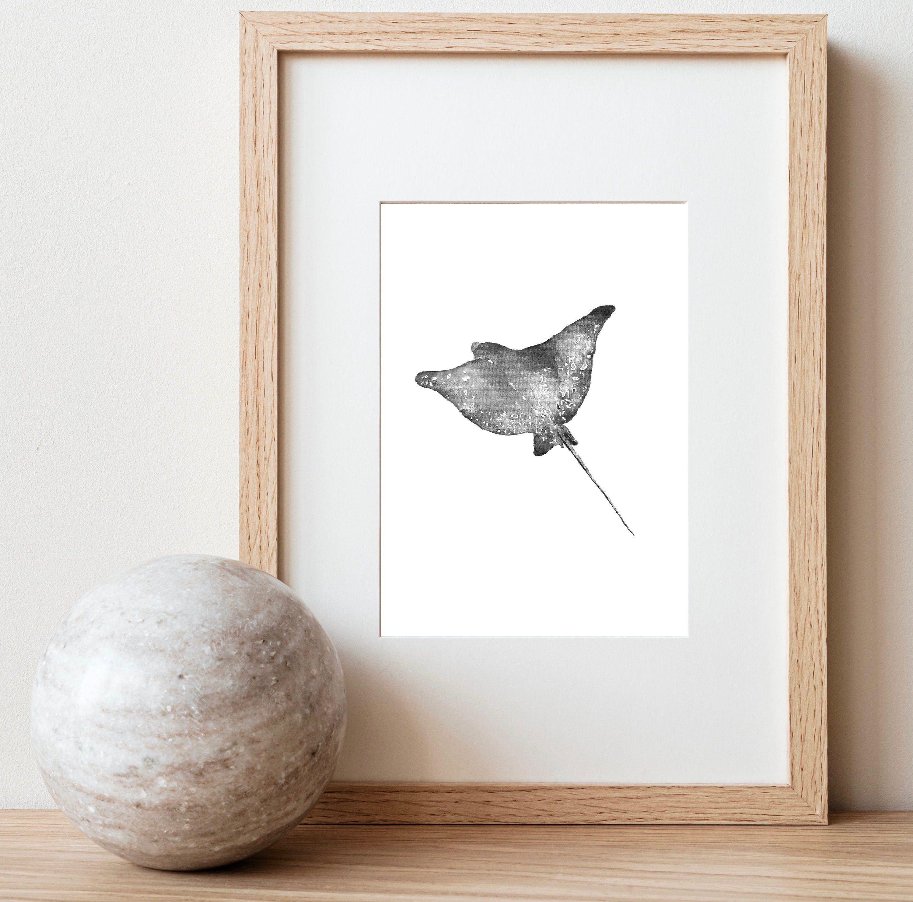 Watercolour Stingray Painting | Top View | Printable Download | Sea ...