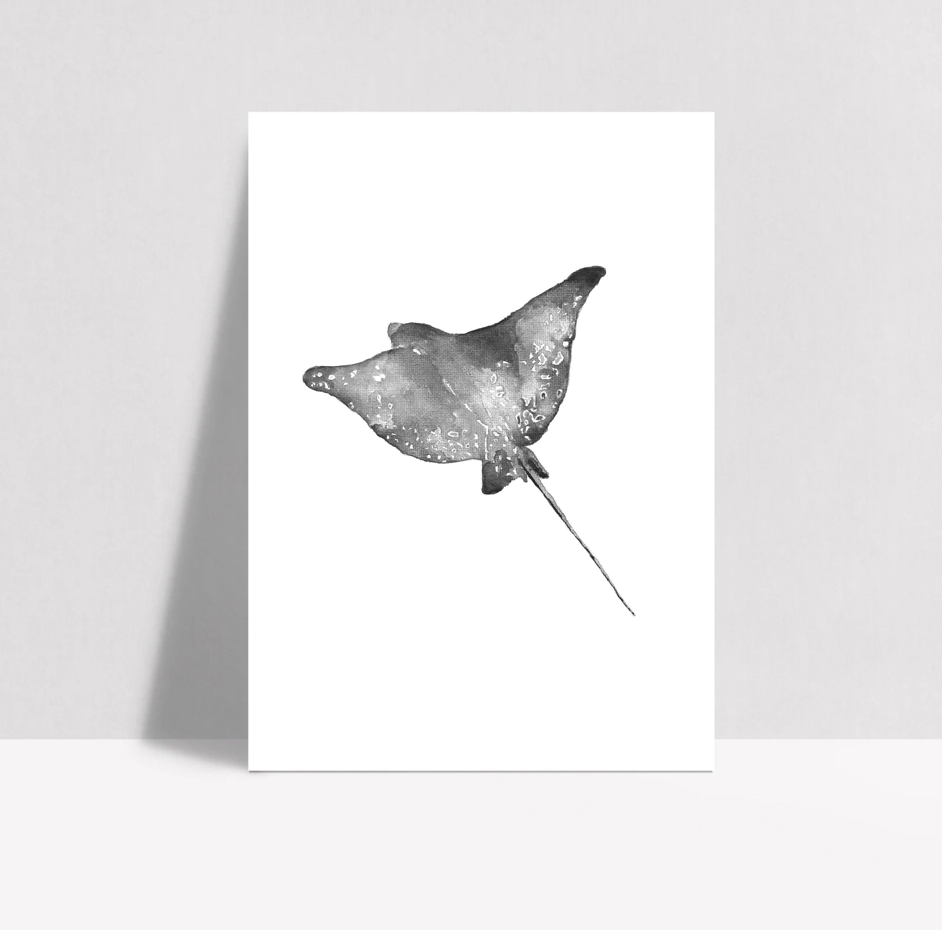 Watercolour Stingray Painting | Top View | Printable Download | Sea ...