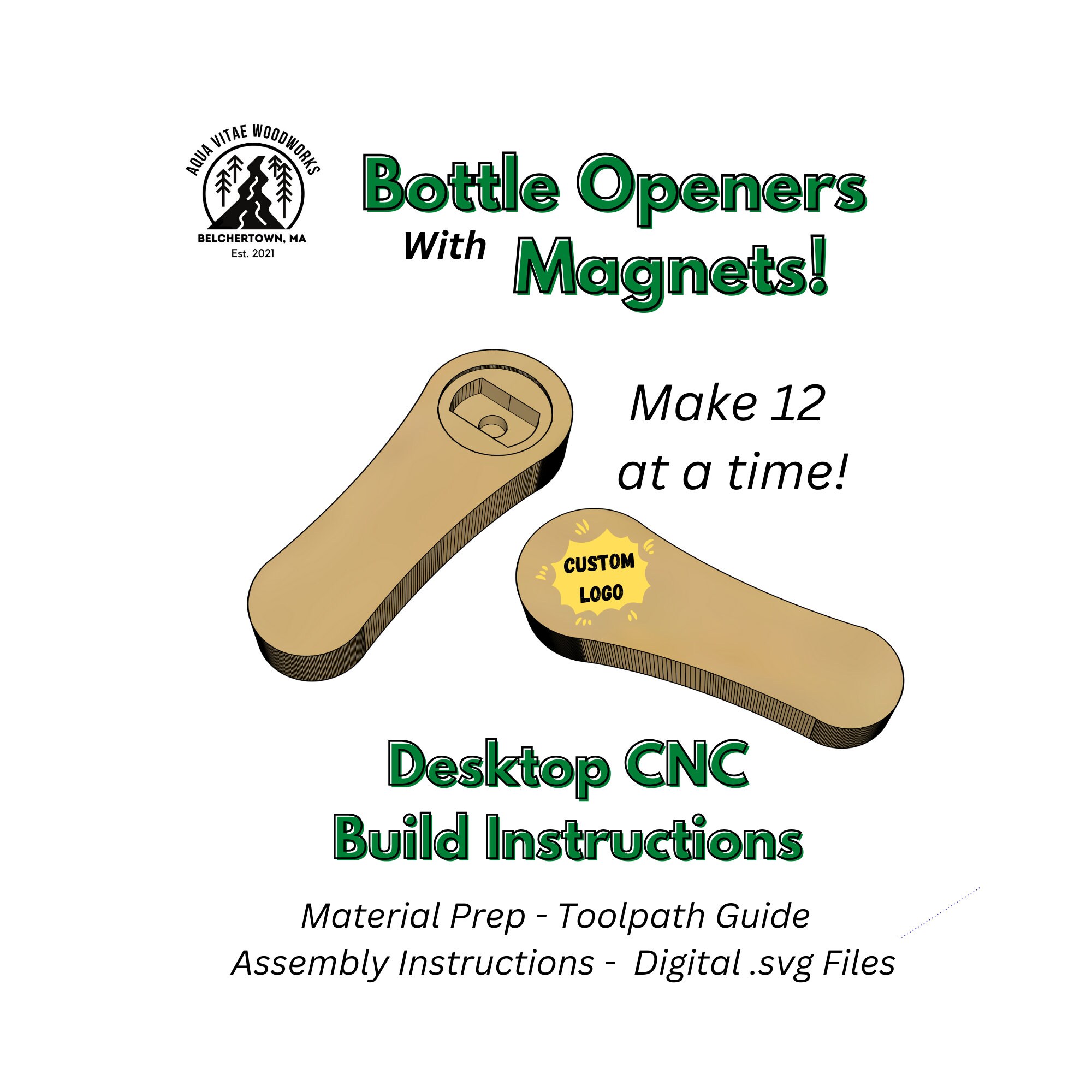 DIY Wooden Bottle Opener Kit - CNC Files & Instructions - Cap Magnet ...