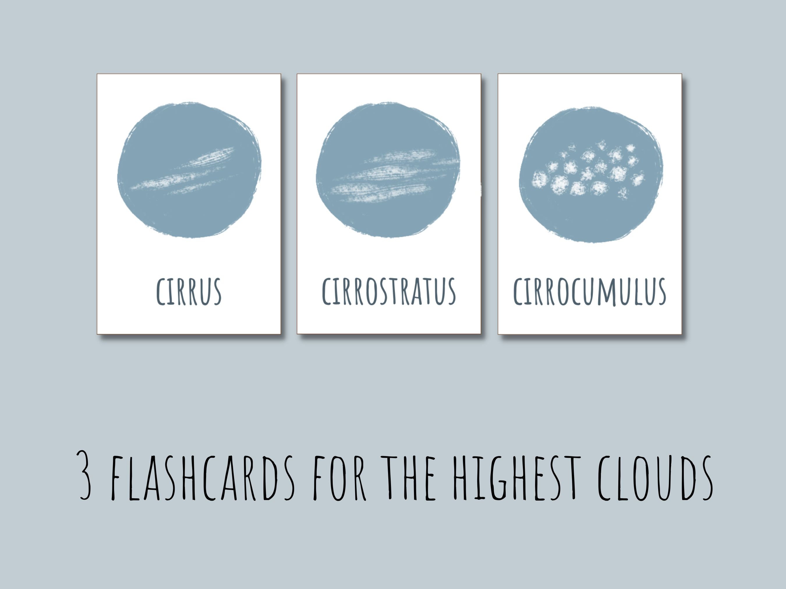 Printable Cloud Types Flashcards, Montessori Toddler Learning Materials ...