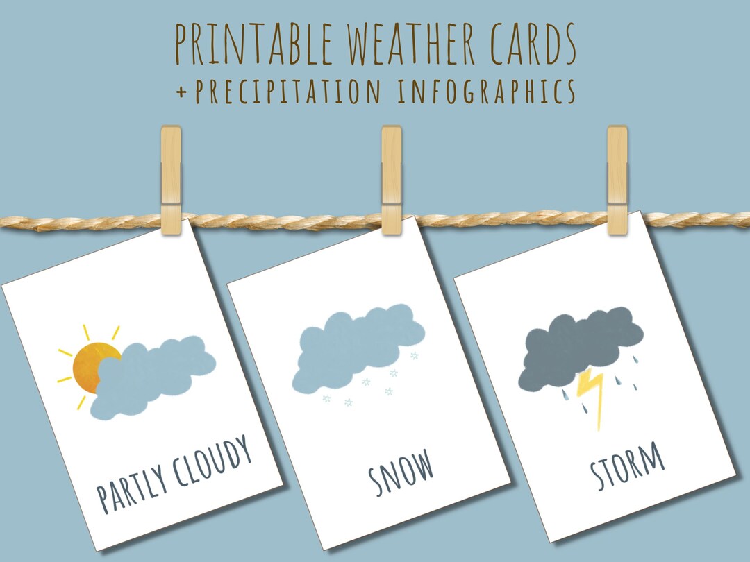 Printable Weather Flashcards for a Toddler Learning About Precipitation ...