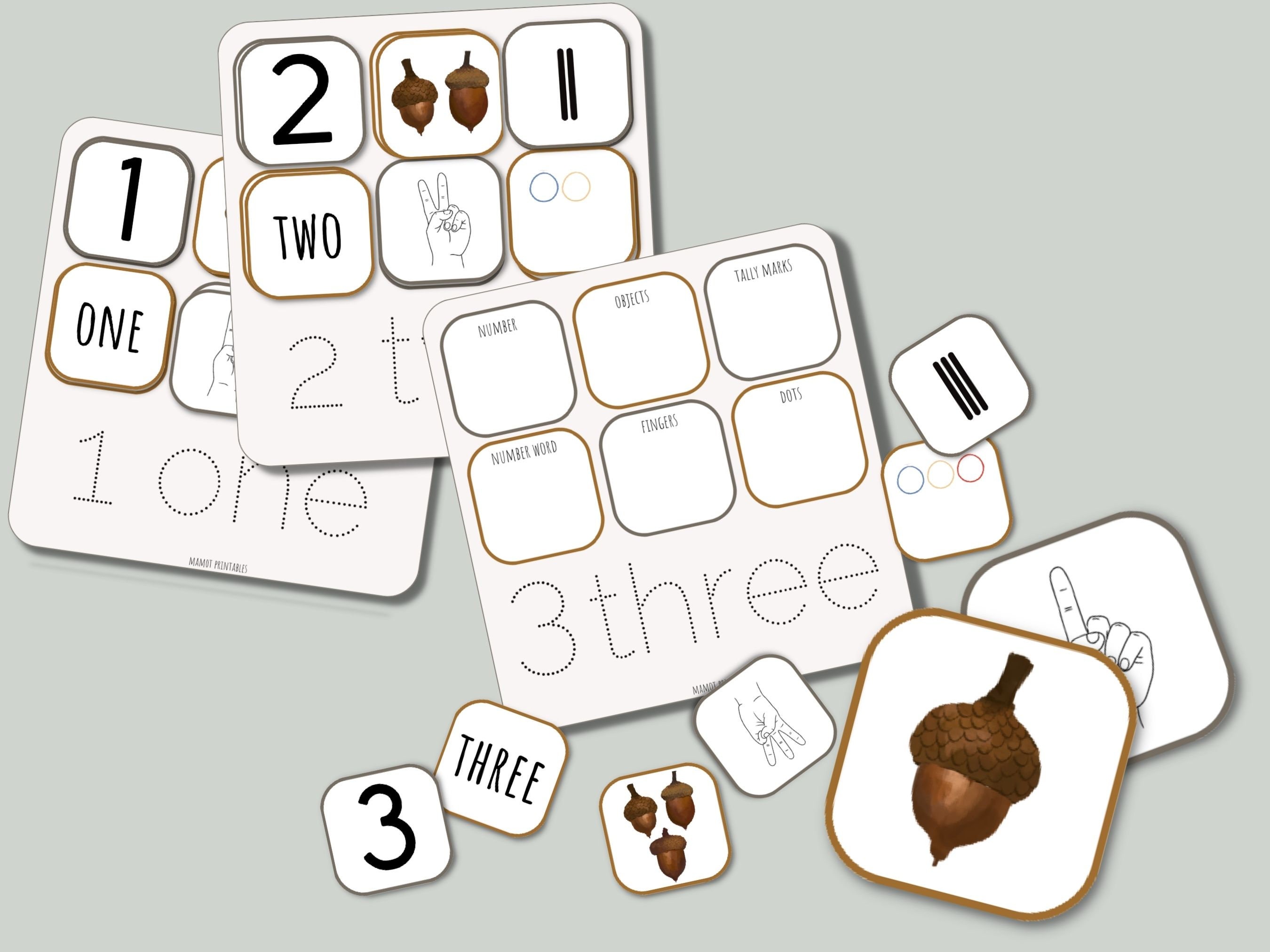 Printable Preschool Activity Number Match Cards, Math for Kids Materials, Kindergarten Math ...