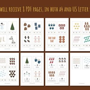 Math for Preschool Flashcards Count and Match Cards Christmas Number ...