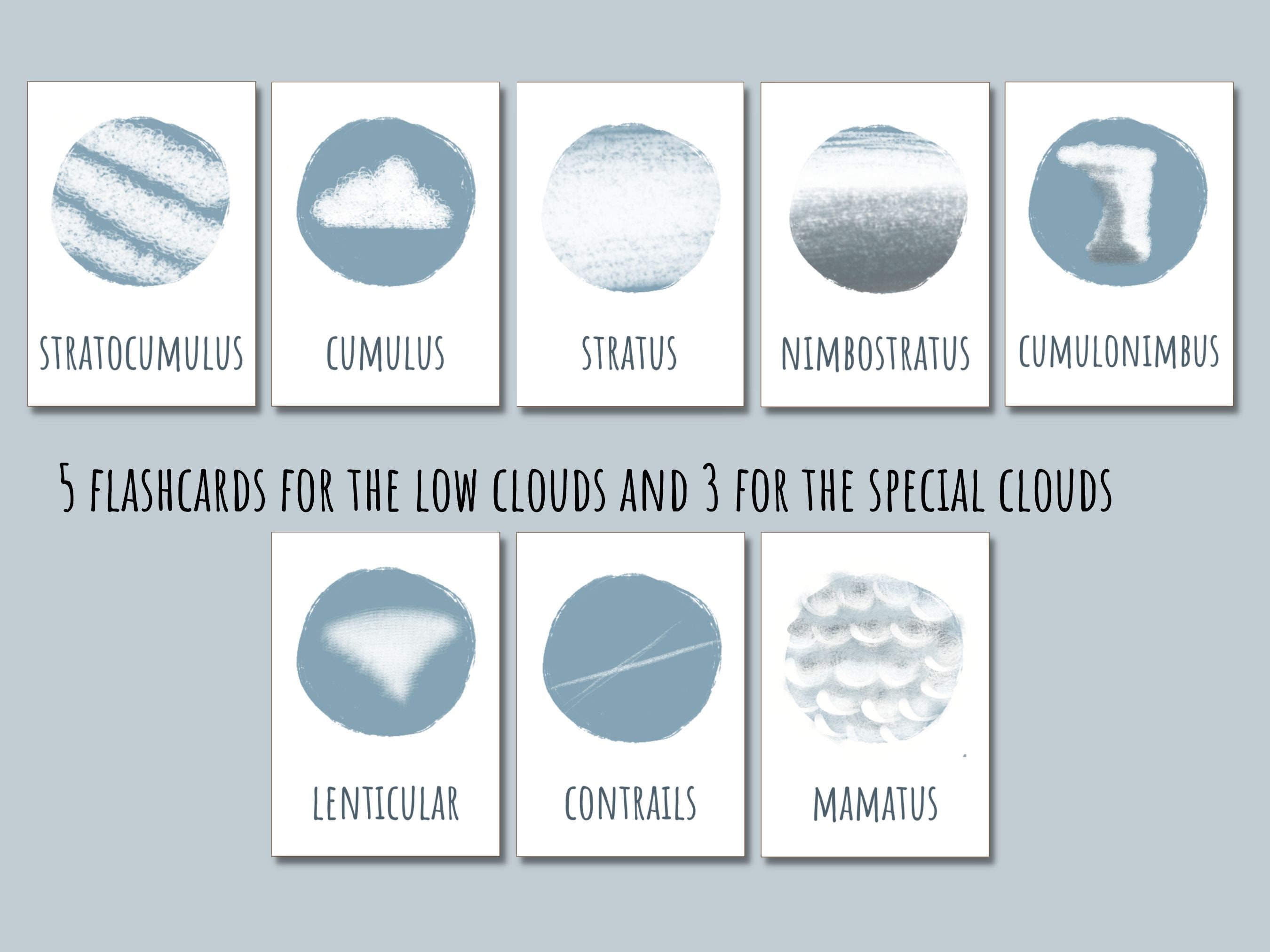 Printable Cloud Flashcards and Weather Flashcards Montessori ...