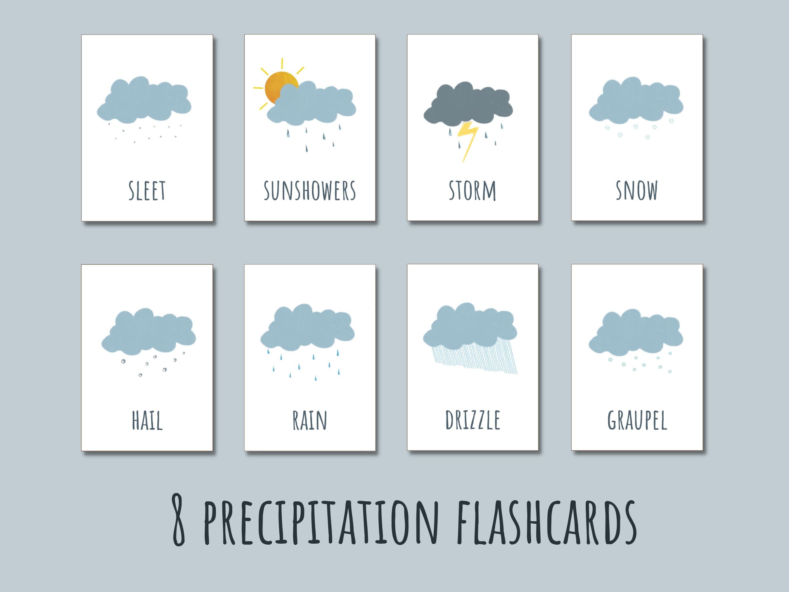 Printable Cloud Flashcards and Weather Flashcards Montessori ...