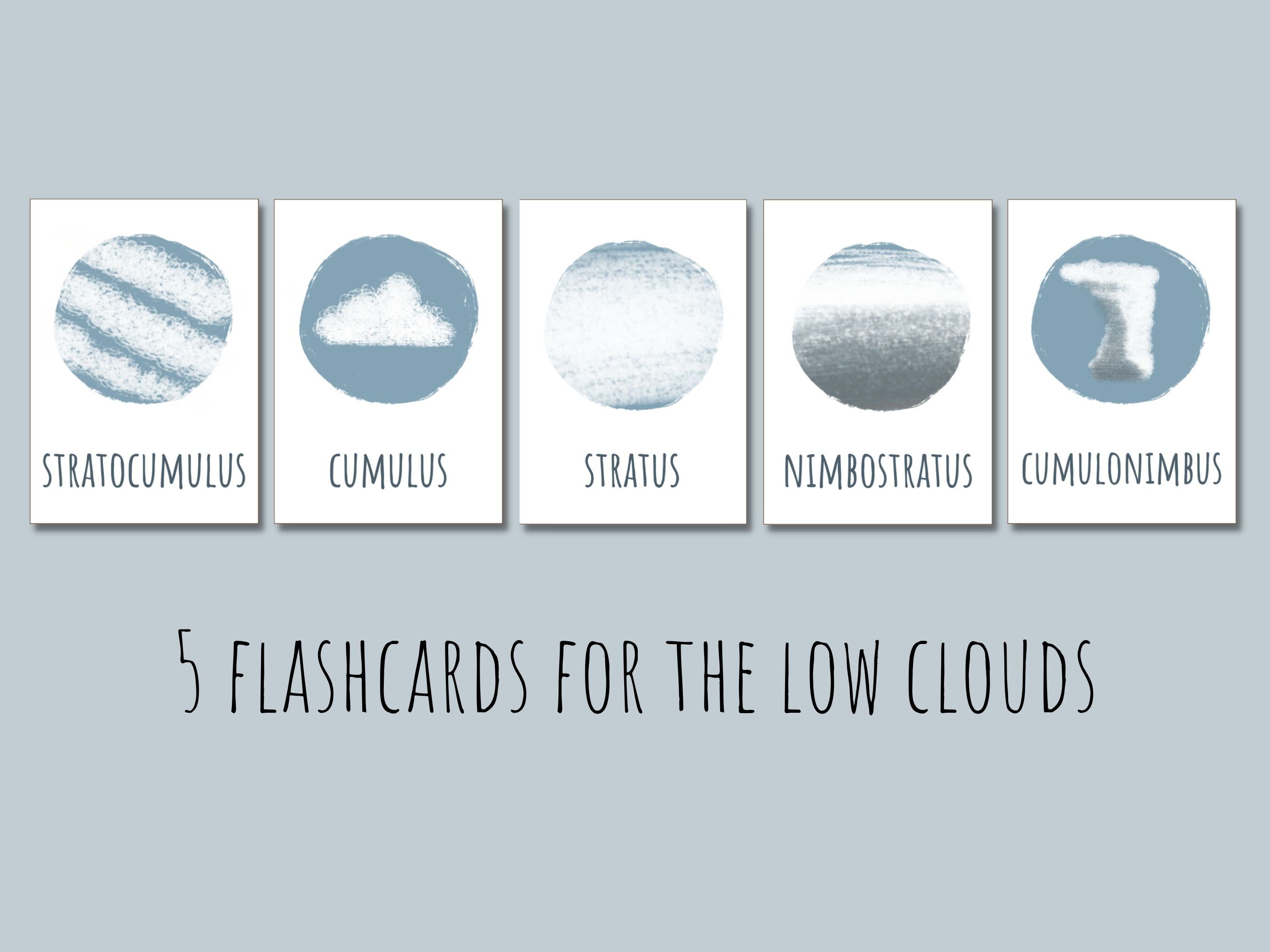 Printable Cloud Types Flashcards, Montessori Toddler Learning Materials ...