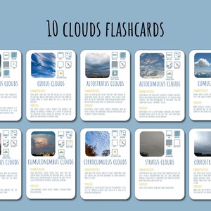 Printable Cloud Study Flashcards, Art Lesson Plan for Nature Studies ...
