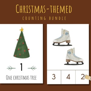 Math for Preschool Flashcards Count and Match Cards Christmas Number ...