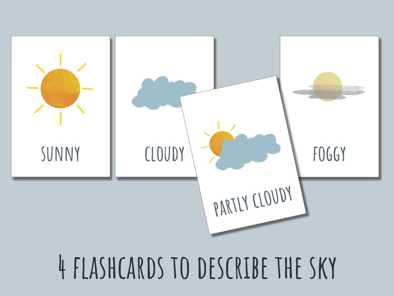 Printable Cloud Flashcards and Weather Flashcards Montessori ...