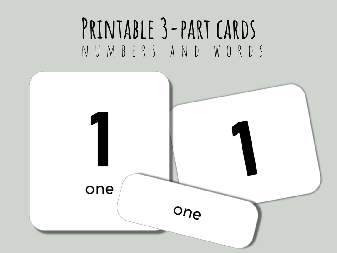 Printable Minimalist Montessori Numbers Flashcards 3 Part - Etsy