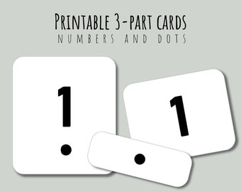 Printable Montessori Number Flashcards: Minimalist 3-part Cards (PDF ...