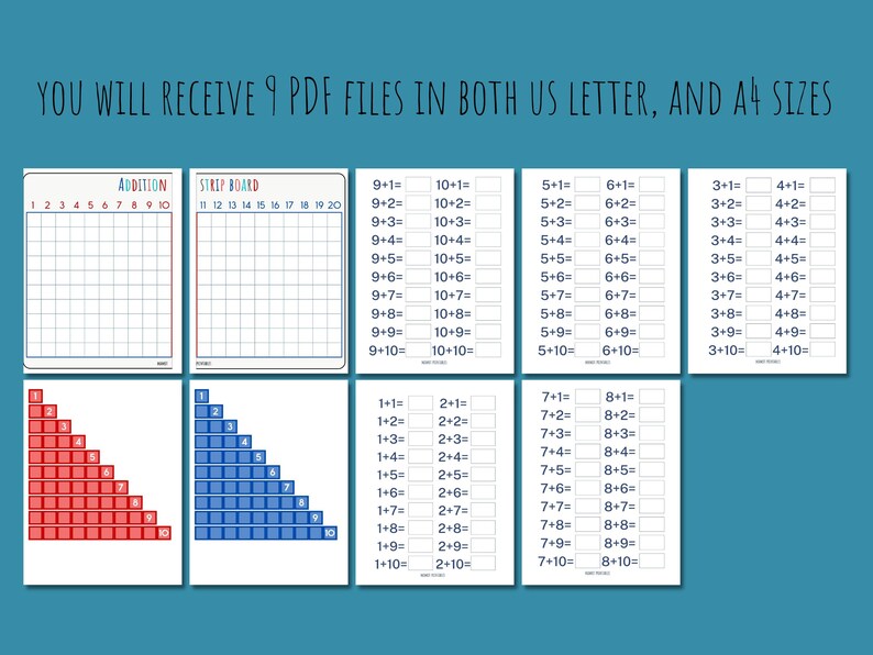 Printable Homeschool Math Activity for Kids, Addition Board, Montessori ...