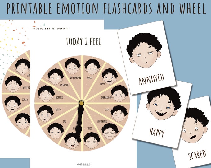 Emotions Flashcards Set Printable Feeling Chart Montessori Materials ...