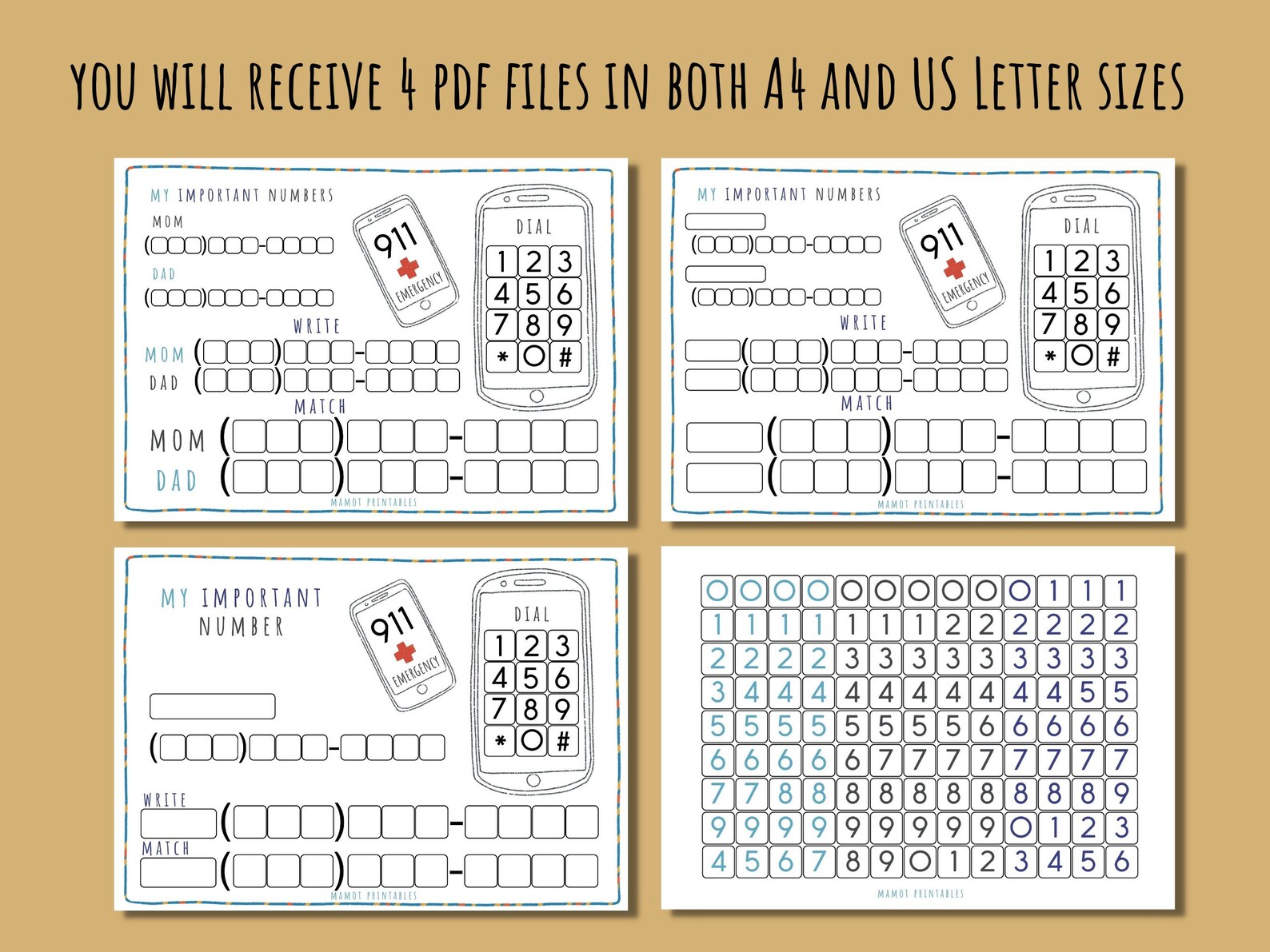 Printable Phone Number Learning Kids Activity, Kindergarten, Preschool ...