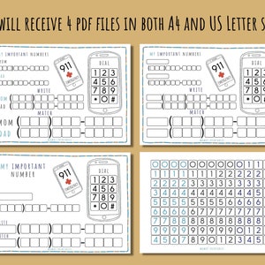 Printable Phone Number Learning Kids Activity, Kindergarten, Preschool ...