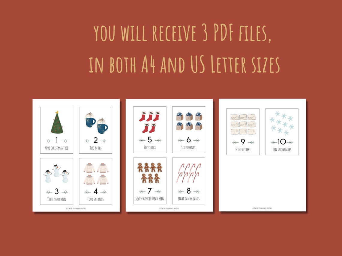 Printable Christmas Activity for Kids, Early Math Learning, Number ...