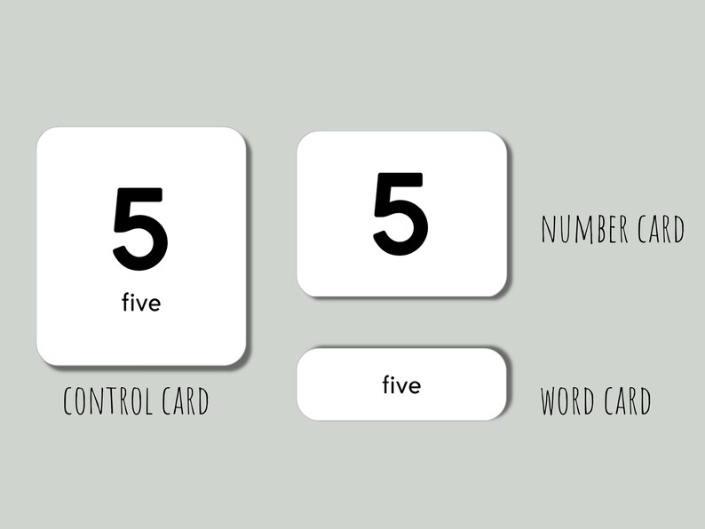 Printable Minimalist Montessori Numbers Flashcards Bundle, 3 Part ...