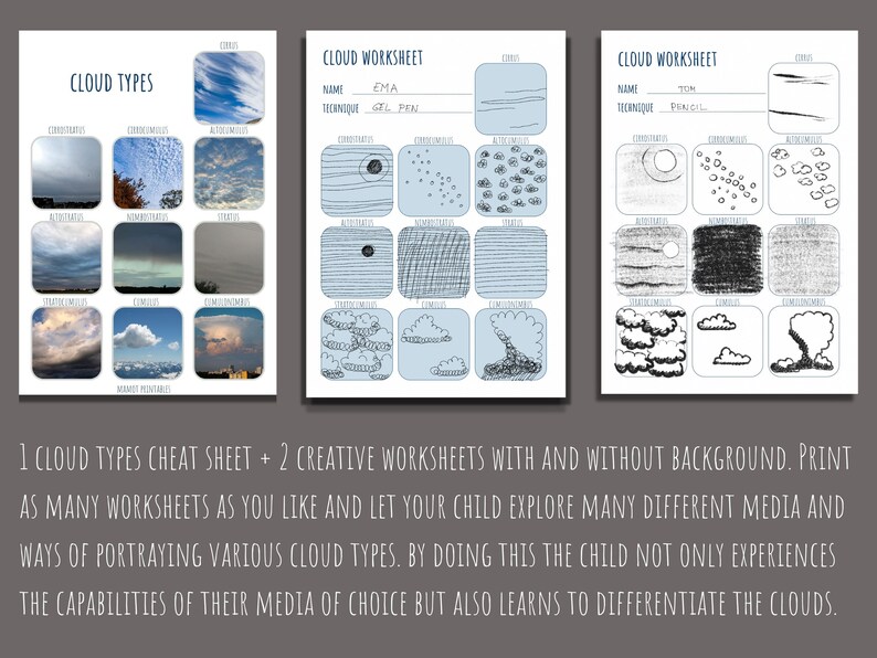 Printable Cloud Study for Homeschooling Curriculum Weather - Etsy