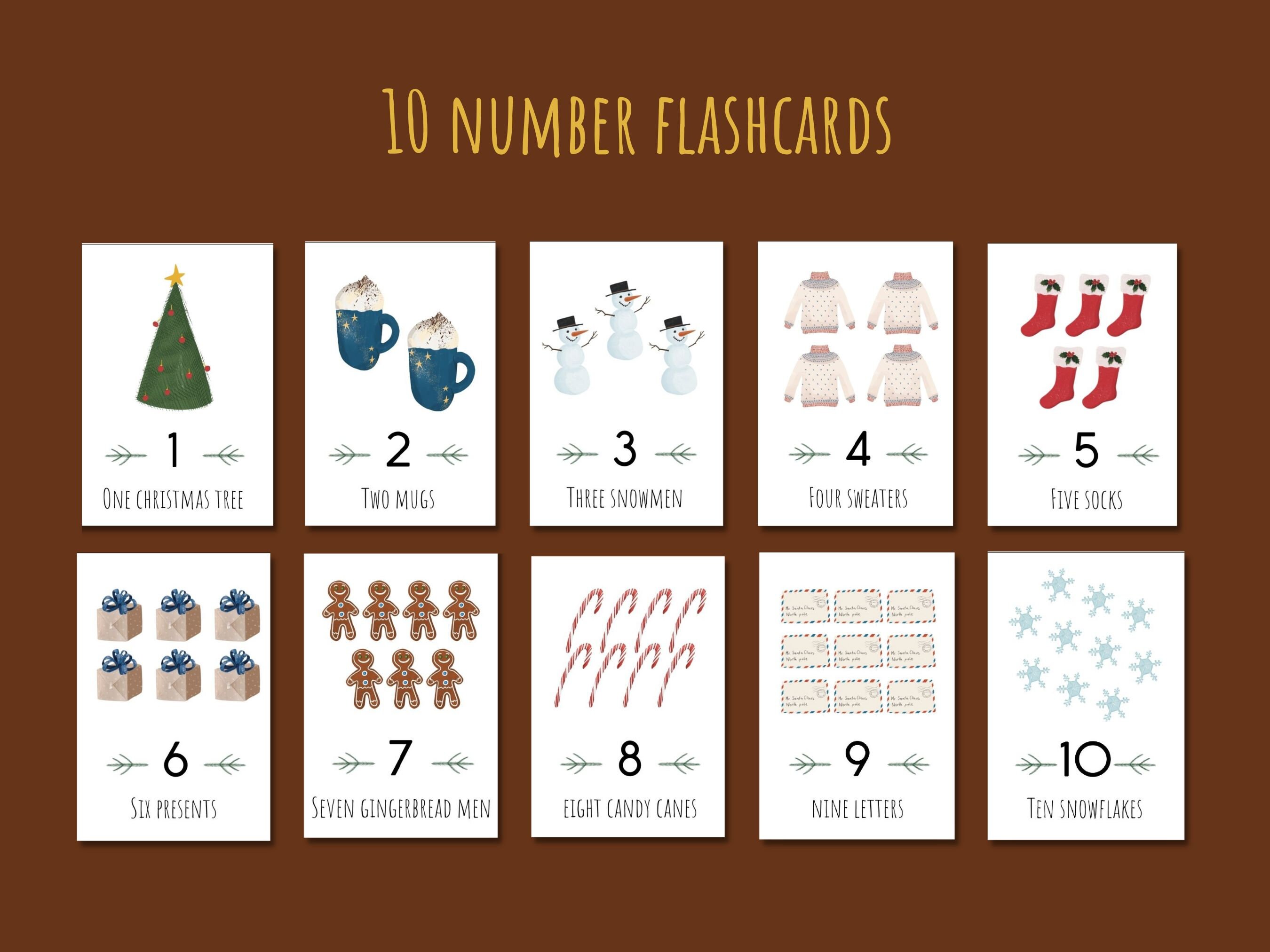 Math for Preschool Flashcards Count and Match Cards Christmas - Etsy