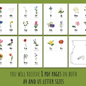 Printable Preschool Alphabet Cards, Flower Cards, Homeschool Learning ...