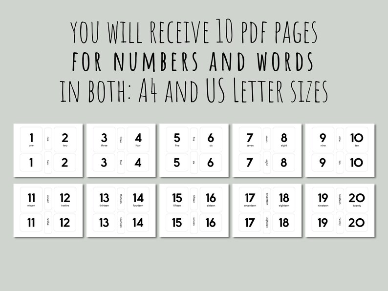 Printable Minimalist Montessori Numbers Flashcards Bundle, 3 Part ...