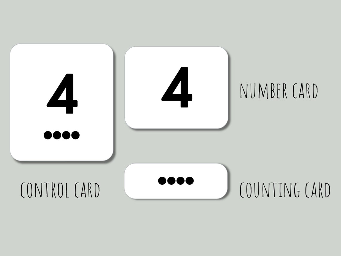 Printable Minimalist Montessori Numbers Flashcards Bundle, 3 Part ...