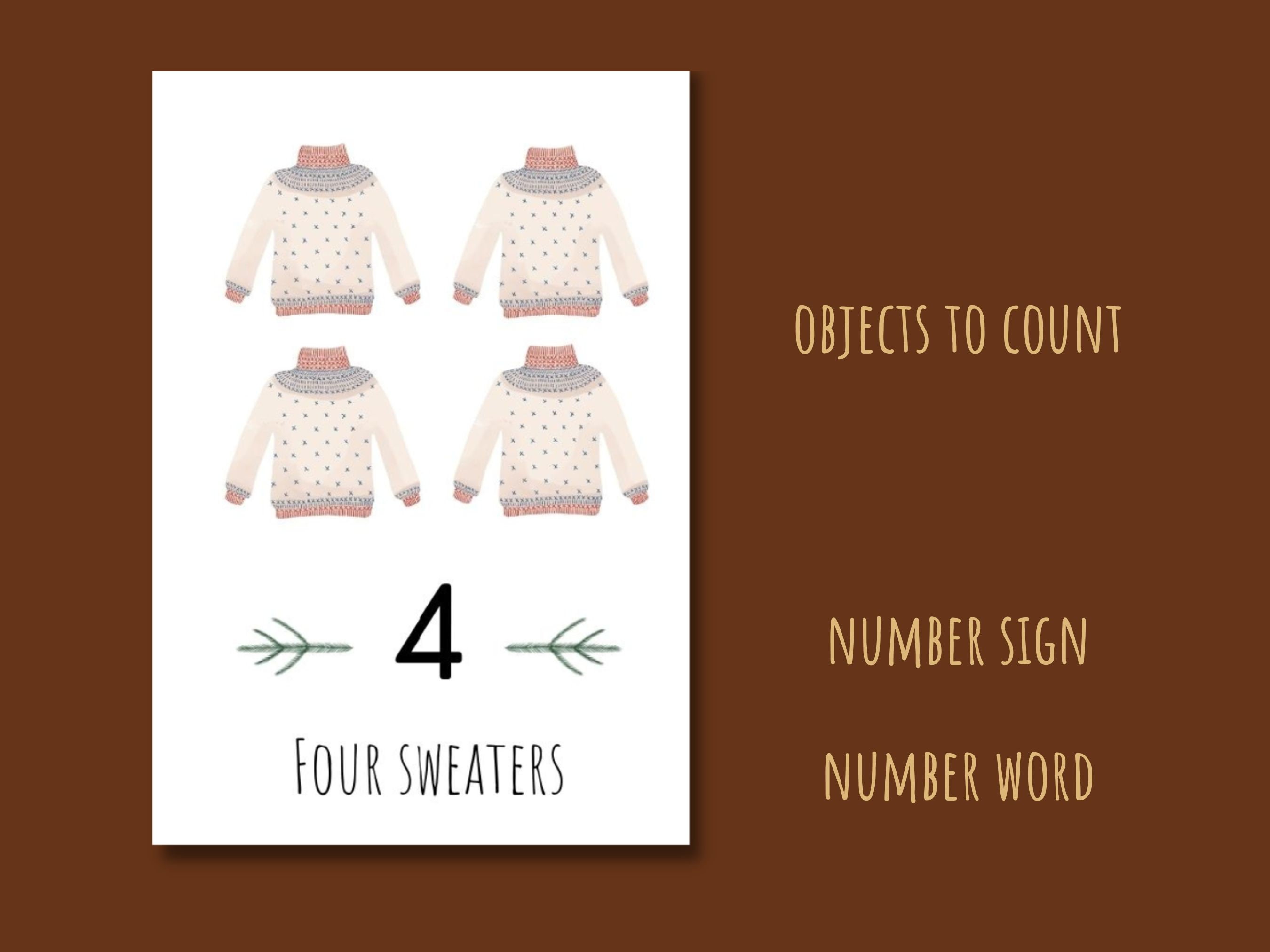 Math for Preschool Flashcards Count and Match Cards Christmas - Etsy