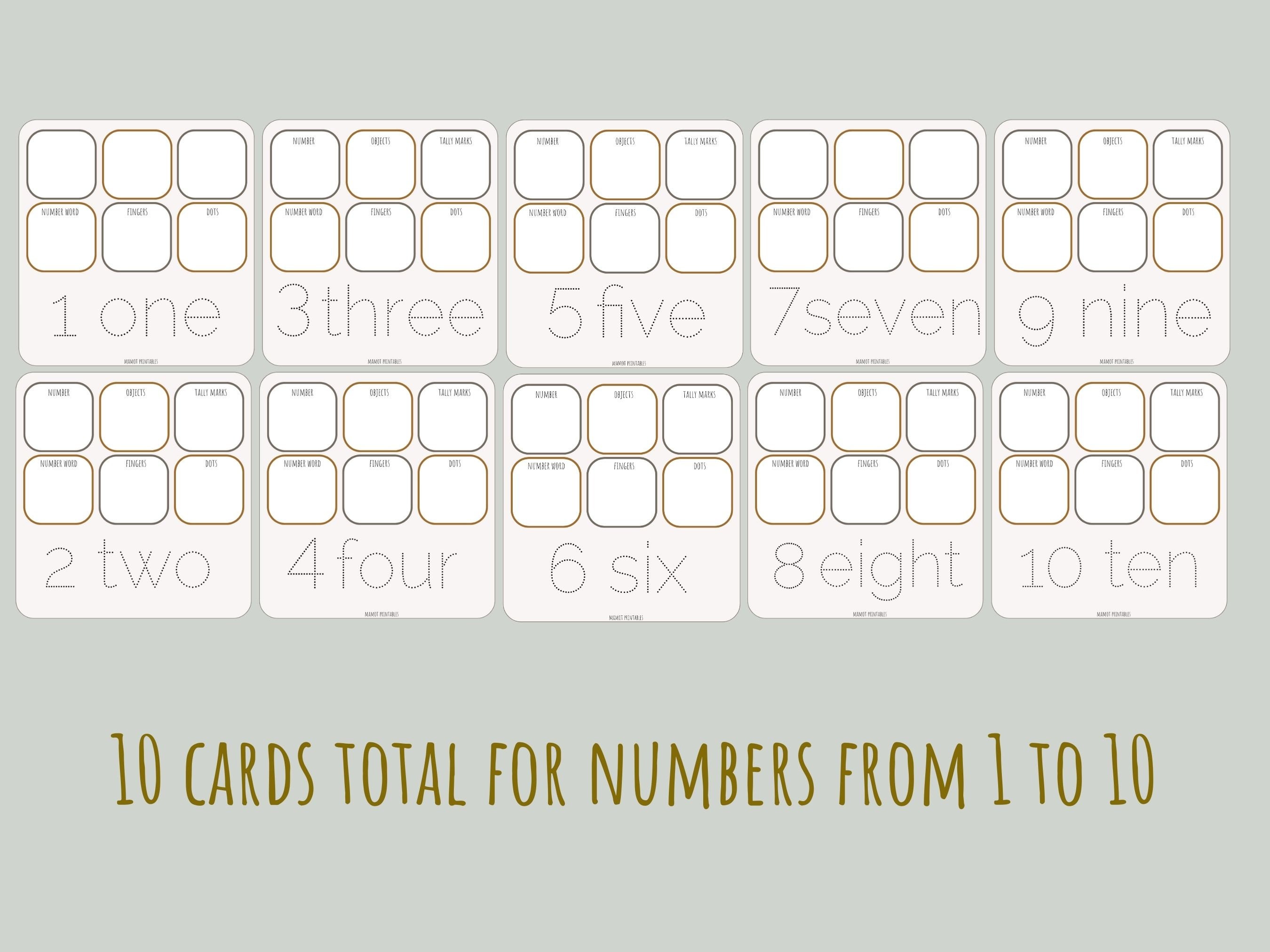 Printable Preschool Activity Number Match Cards, Math for Kids Materials, Kindergarten Math ...
