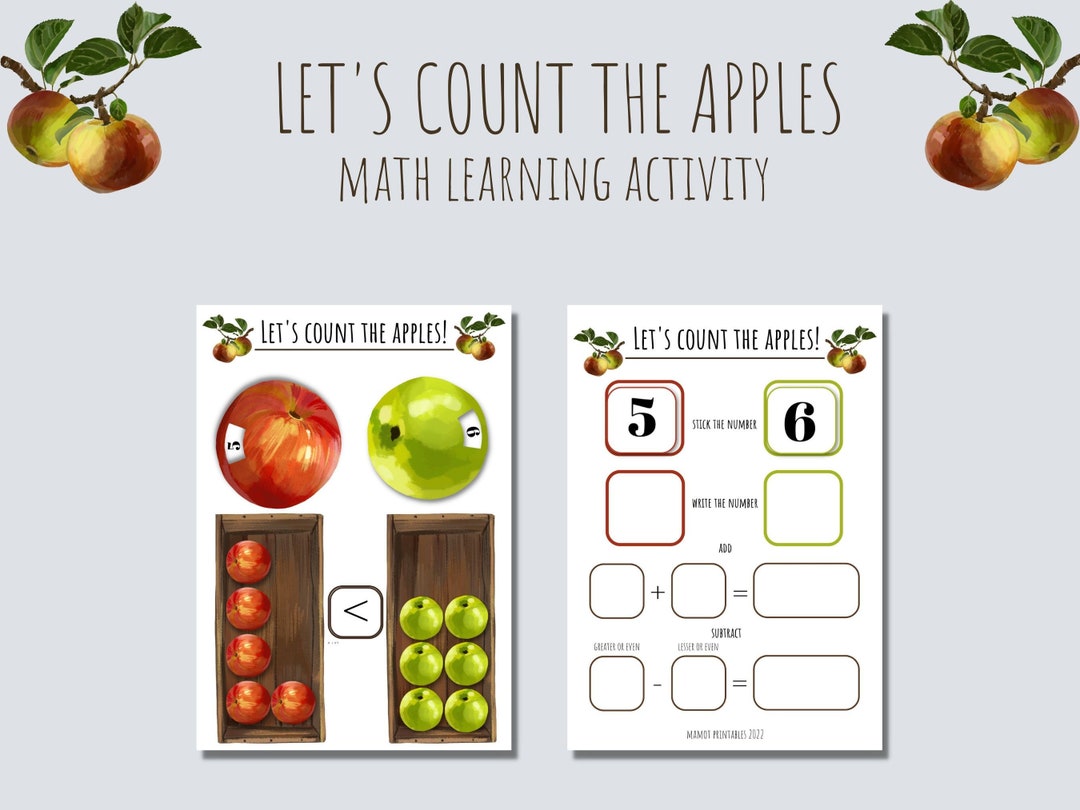 Apple Counting Printable: Early Math Learning Activity (PDF) - Etsy