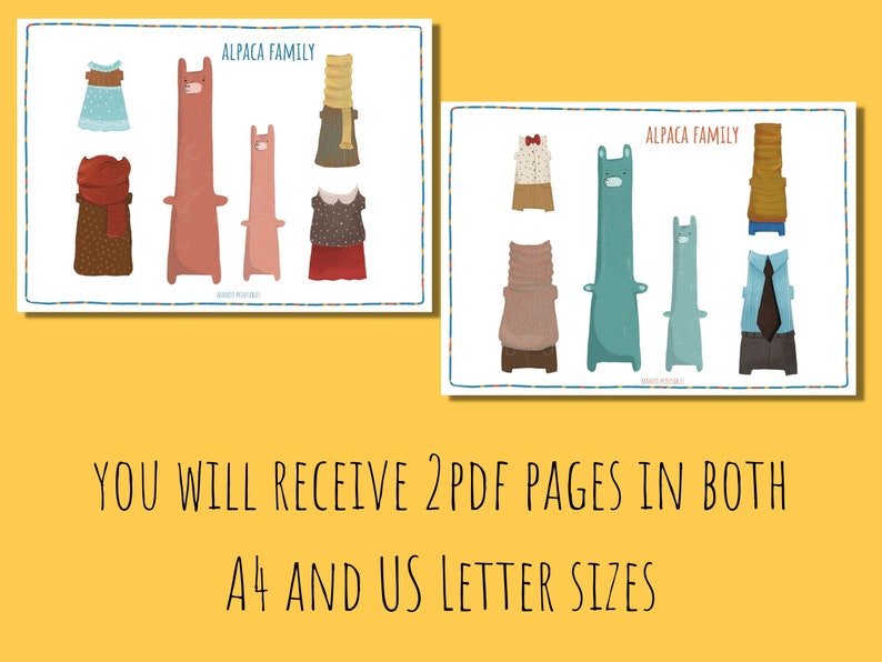Printable Paper Doll Family Alpaca Family Paper Toys Craft - Etsy