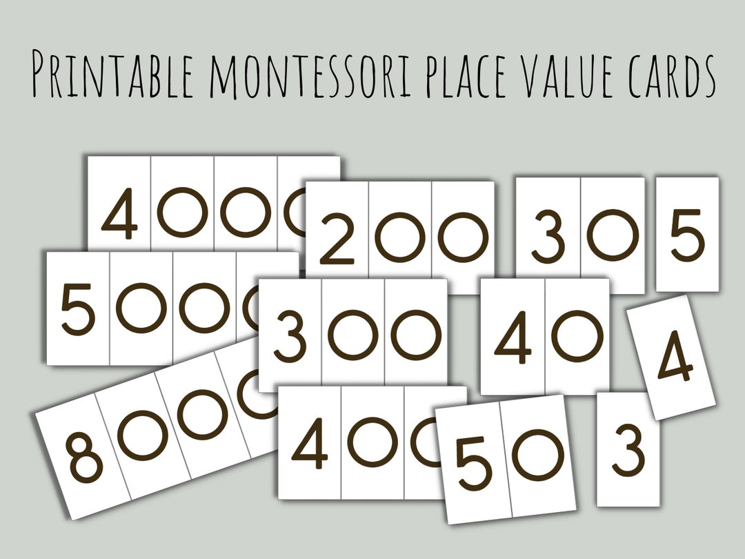 Printable Montessori Place Value Cards, Kindergarten Math Materials ...