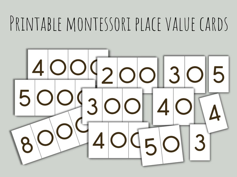 Printable Montessori Place Value Cards, Kindergarten Math Materials ...